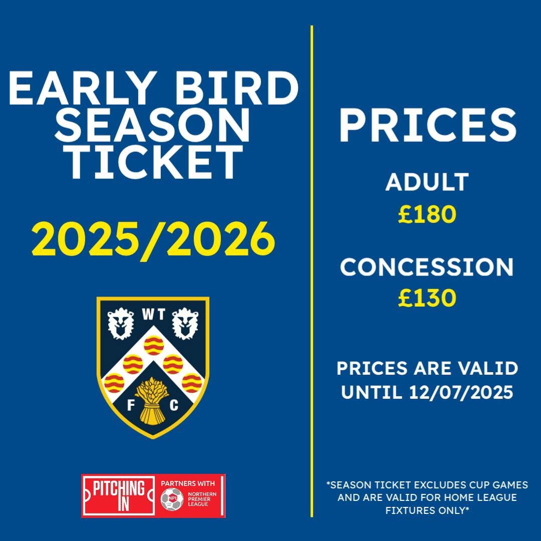Early Bird Season Tickets 2025/2026 – Wellingborough Town Football Club